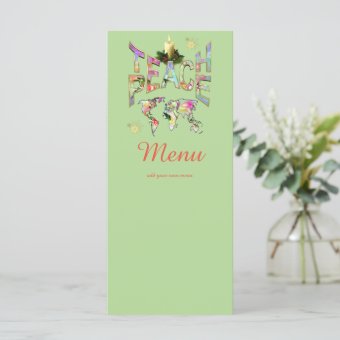 Teach-Peace Christmas lunch party Menu | Zazzle