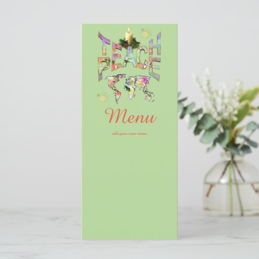 Teach-Peace Christmas lunch party Menu | Zazzle