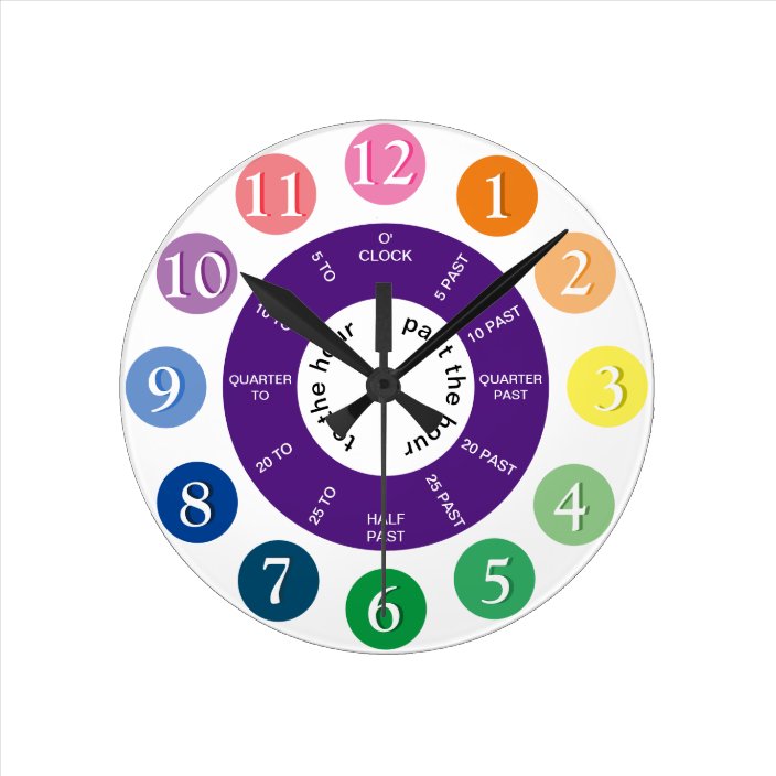 Teach The Time | Children's Round Clock | Zazzle.com