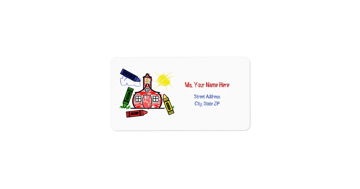 Teacher Address Label - Schoolhouse & Crayons | Zazzle