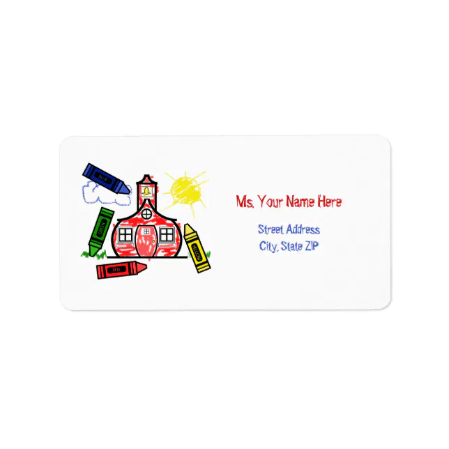 Teacher Address Label - Schoolhouse & Crayons | Zazzle