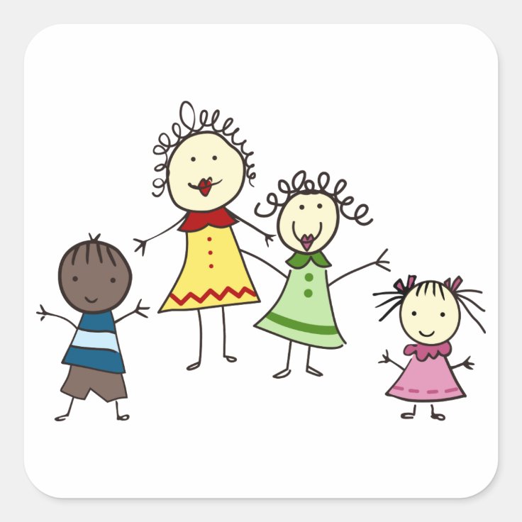 Teacher And Kids Square Sticker | Zazzle