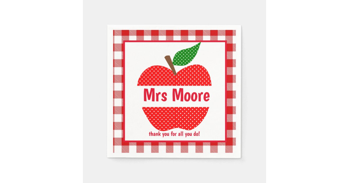 Teacher apple napkins | Zazzle