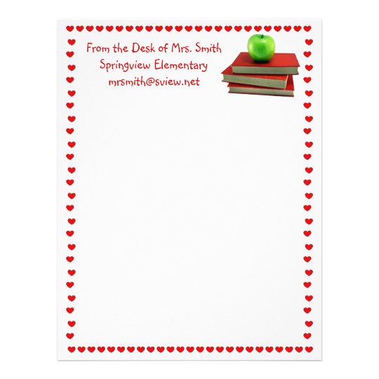 Teacher Apple on Books Letterhead | Zazzle.com