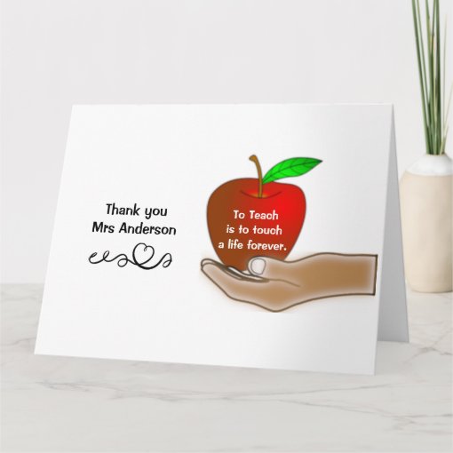Teacher Apple Thank You Jumbo Size Card | Zazzle