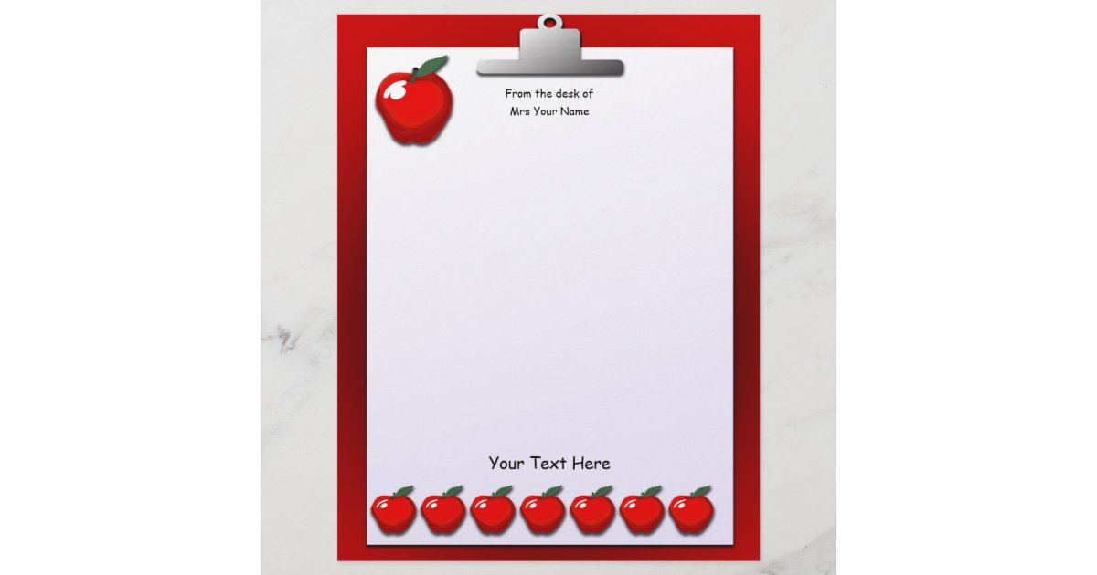 Teacher Apples Letterhead Stationery | Zazzle