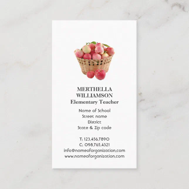 TEACHER | Apples | Photo Business Card | Zazzle