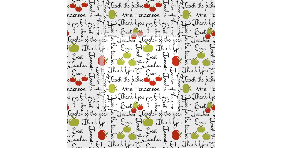 Teacher Appreciation Apples Fabric | Zazzle
