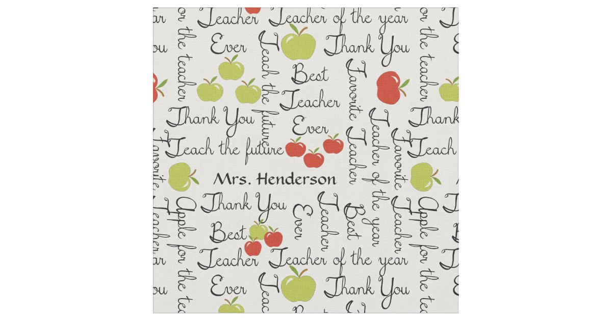 Teacher Appreciation Apples Fabric | Zazzle