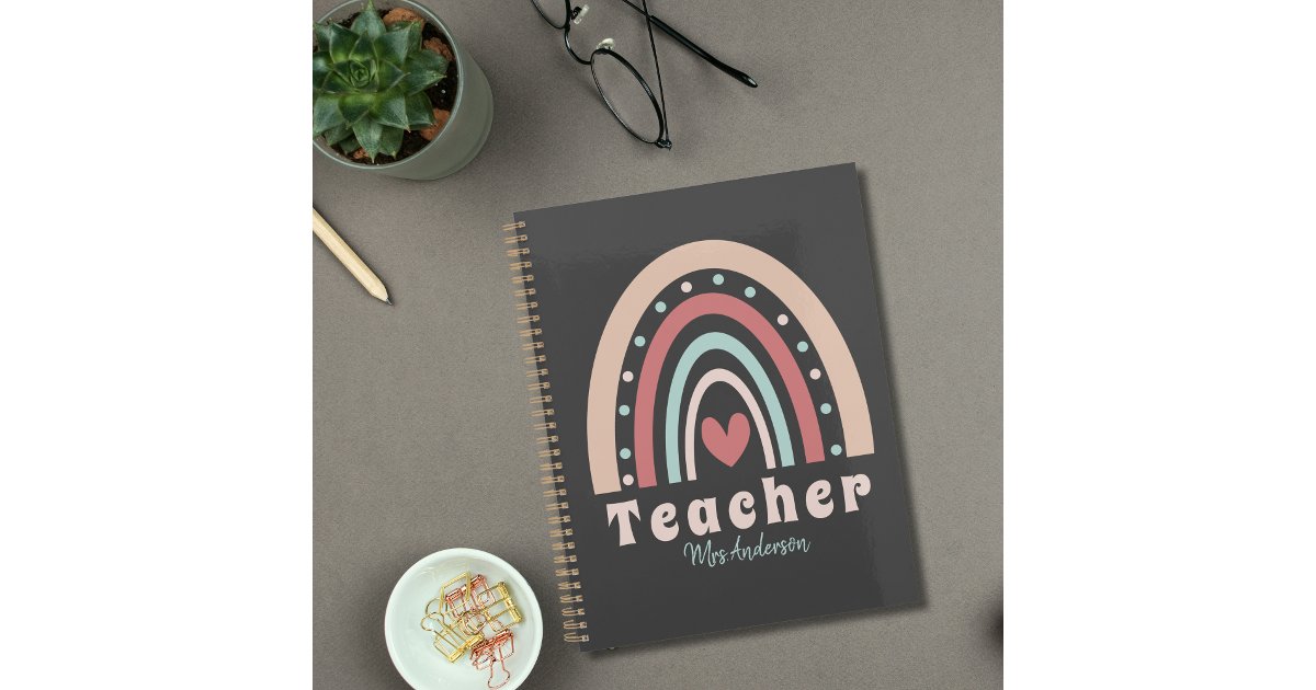 Teacher Appreciation Back to School Boho Rainbow Planner | Zazzle