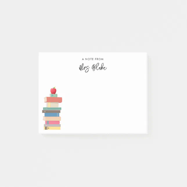 Teacher Appreciation Books Apple Post-it Notes | Zazzle