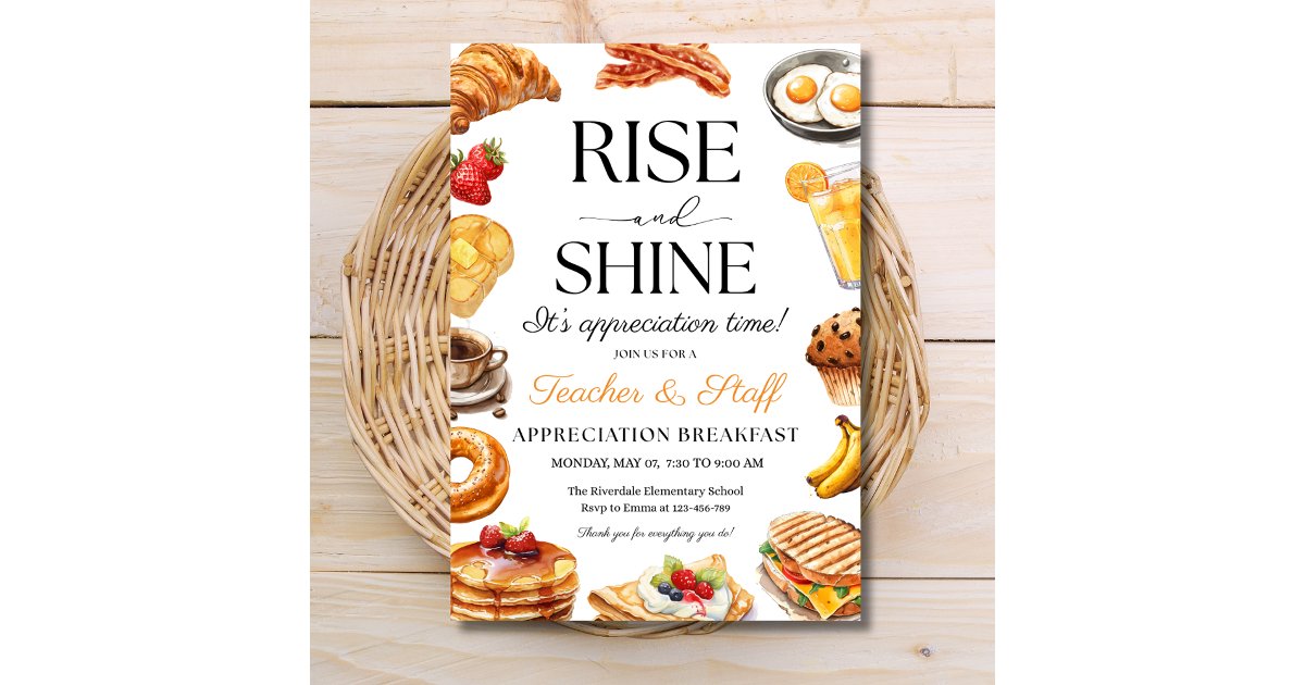Teacher Appreciation Breakfast, Breakfast Party Invitation | Zazzle