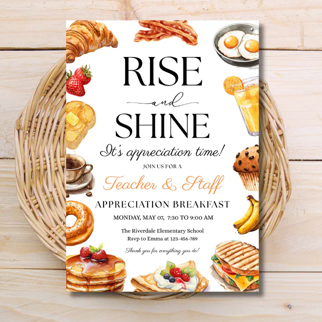 Teacher Appreciation Breakfast, Breakfast Party Invitation | Zazzle