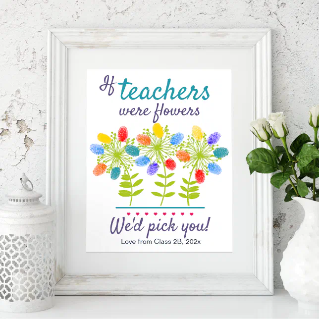 Teacher Appreciation Classroom Fingerprint Art Poster | Zazzle