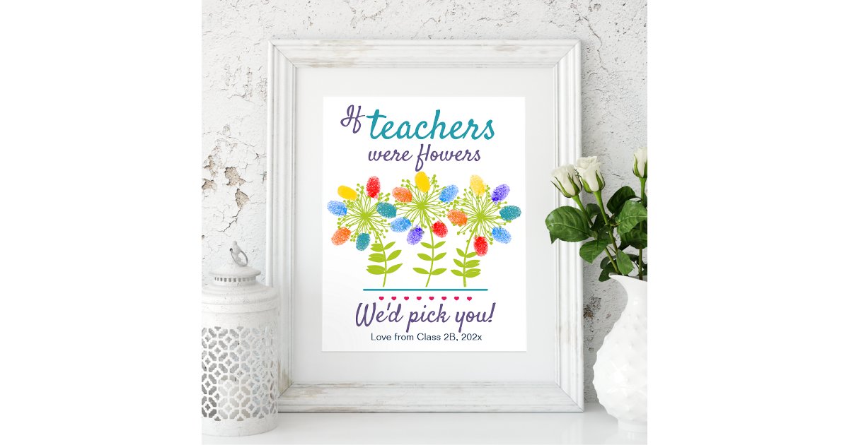 Teacher Appreciation Classroom Fingerprint Art Poster | Zazzle