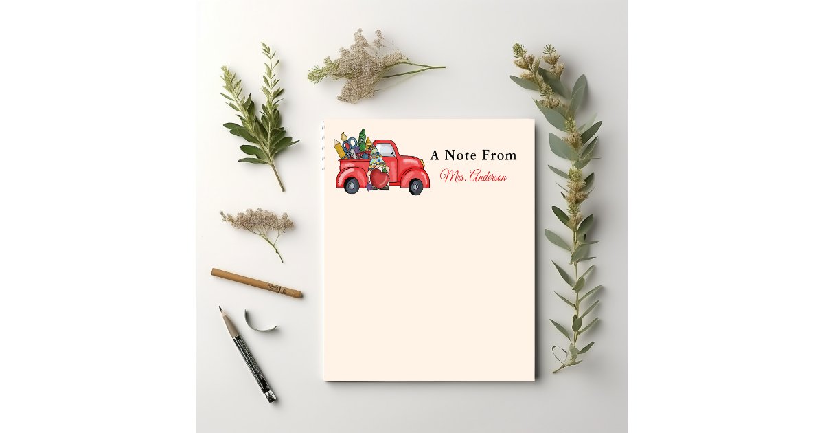 Teacher Appreciation Cute Gnome Custom Notepad | Zazzle