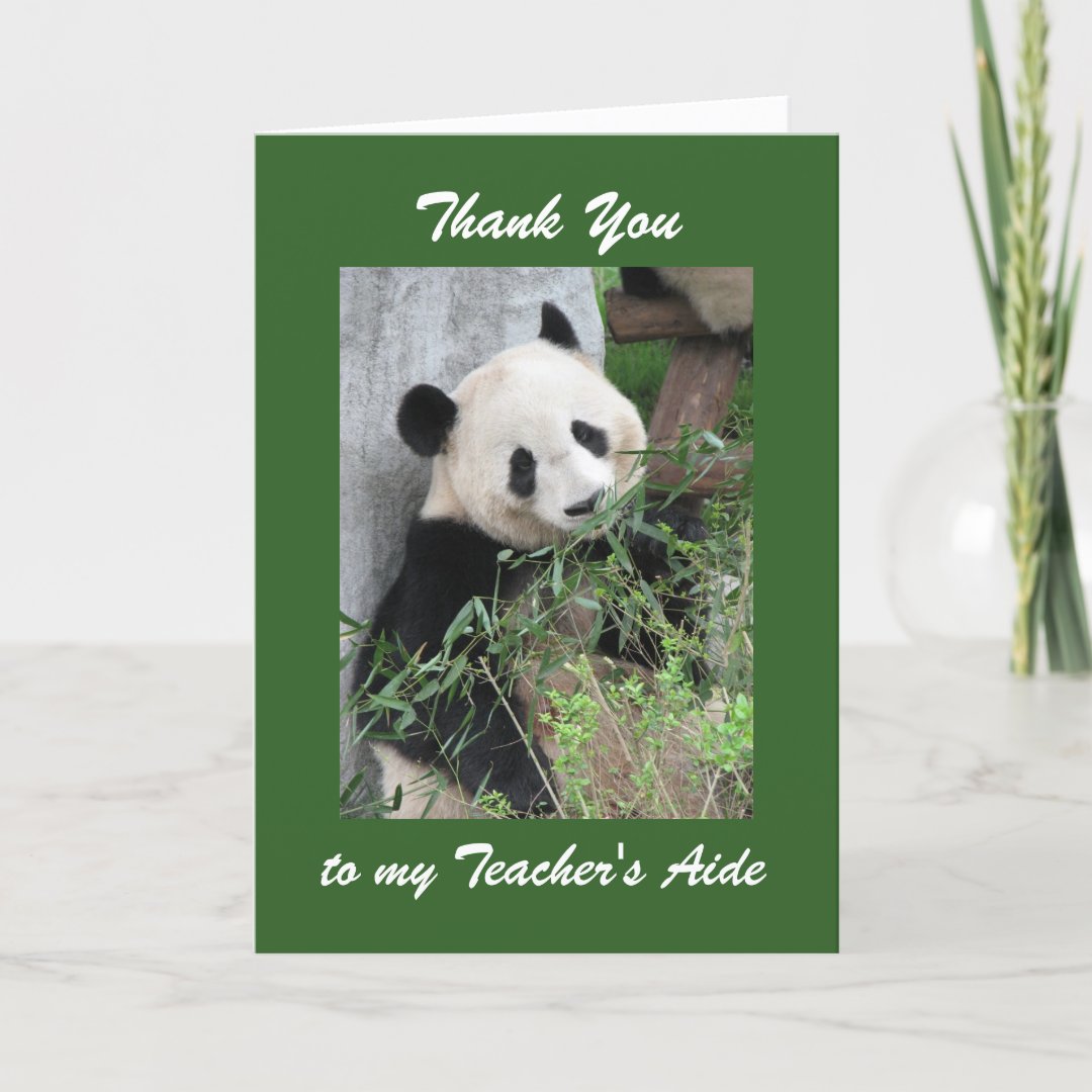 Teacher Appreciation Day Aide Greeting Card, Panda Thank You Card | Zazzle