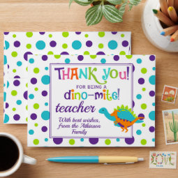 Teacher Appreciation Dinosaur Dino-Mite Thank You Envelope | Zazzle