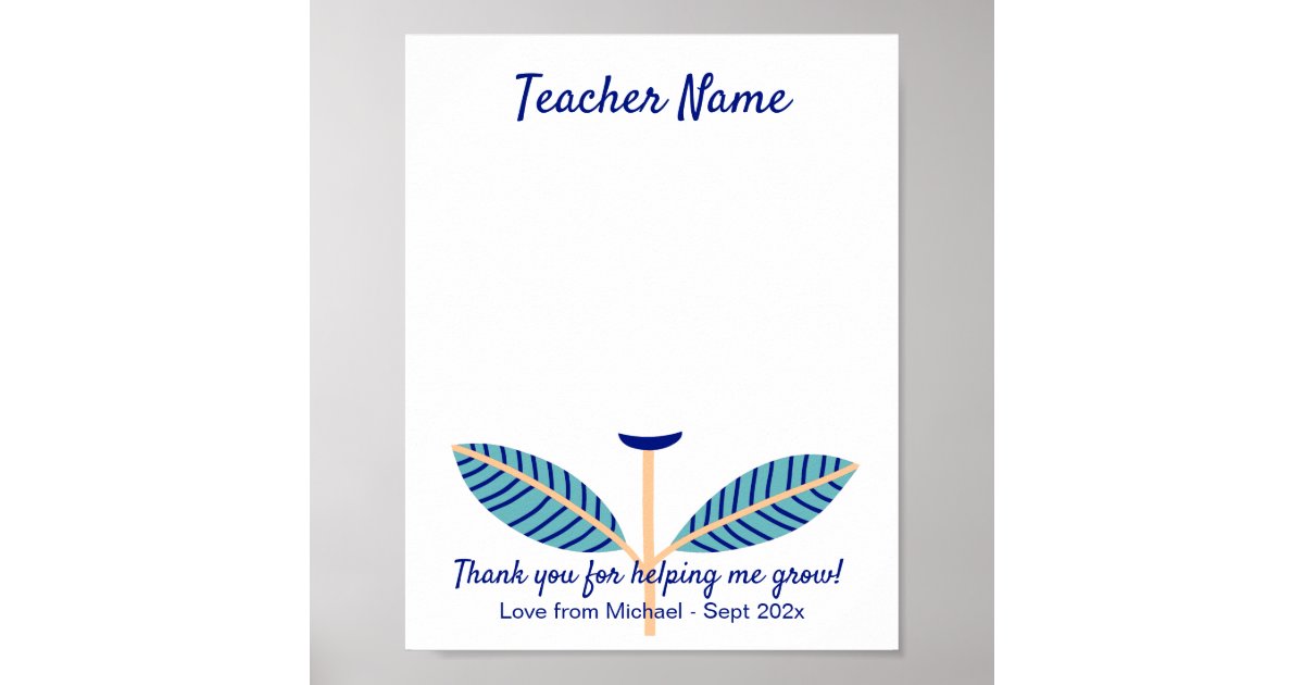 Teacher Appreciation DIY Handprint Template Poster | Zazzle
