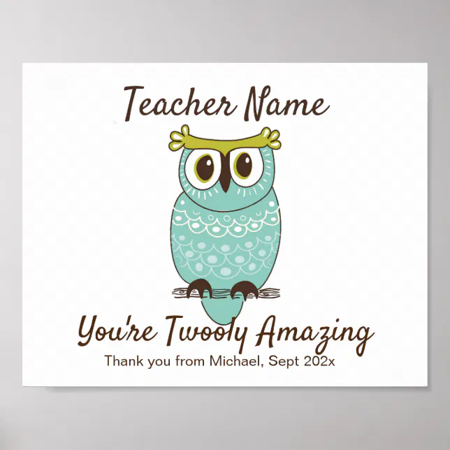 Teacher Appreciation DIY Owl Handprint Template Poster | Zazzle
