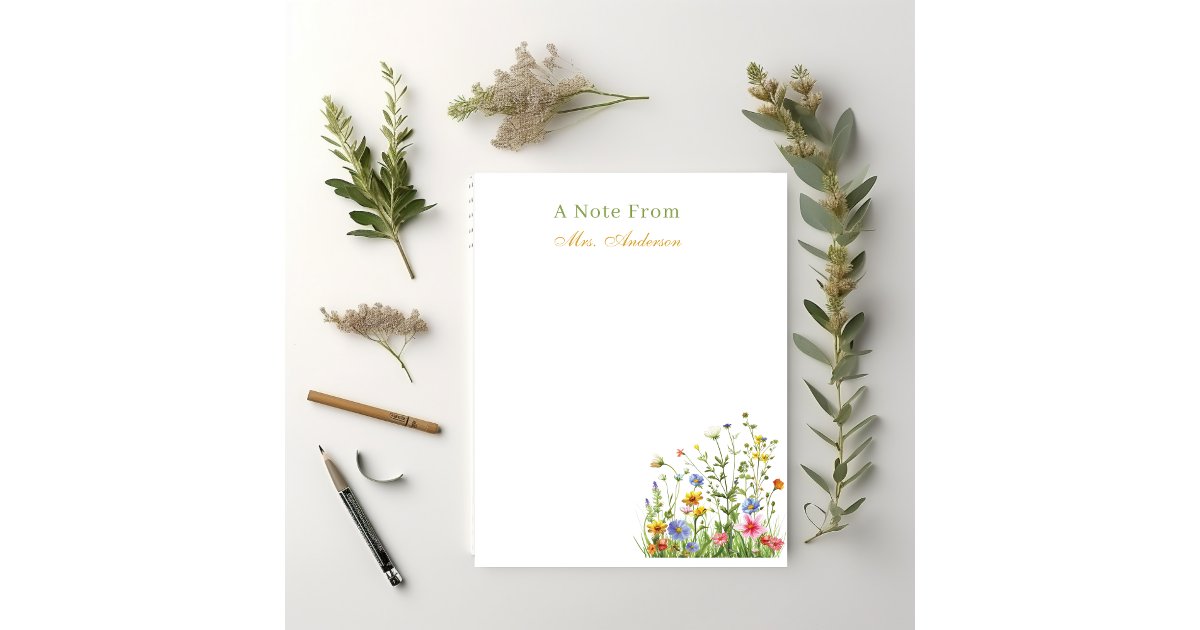 Teacher Appreciation Floral Botanical Custom Notepad | Zazzle