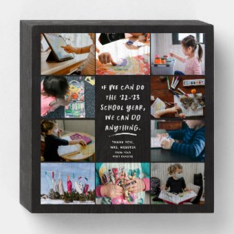 Teacher appreciation gift photo collage wooden box sign | Zazzle
