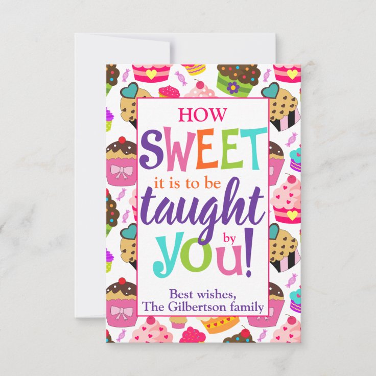 Teacher Appreciation How Sweet Cupcake Thank You Card | Zazzle