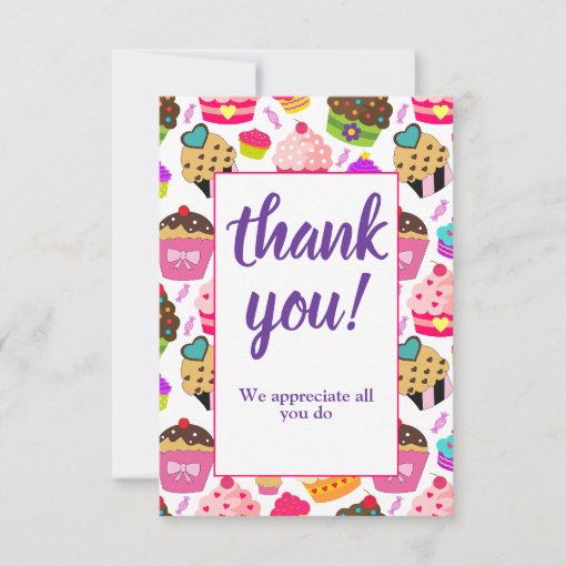 Teacher Appreciation How Sweet Cupcake Thank You Card | Zazzle