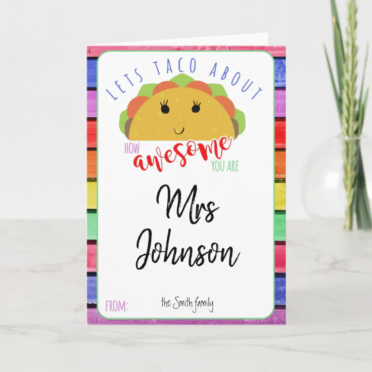 Teacher appreciation lets taco about gift card | Zazzle