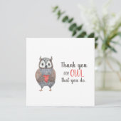 Teacher Appreciation Owl Thank You Card | Zazzle