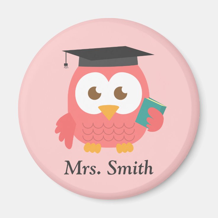 Teacher Appreciation, Pink Wise Owl Magnet | Zazzle