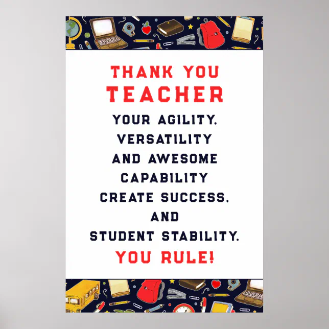 Teacher Appreciation Poster | Zazzle