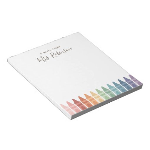 Teacher Appreciation Rainbow Crayon Notepad | Zazzle