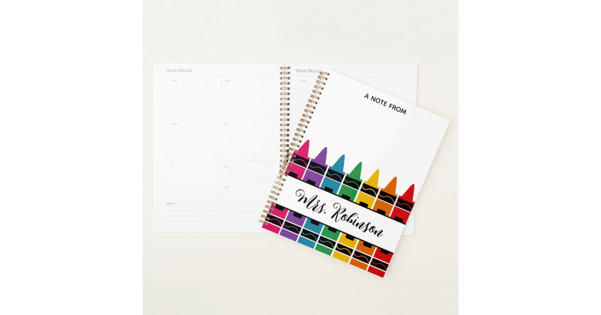 Teacher Appreciation Rainbow Crayon Planner | Zazzle