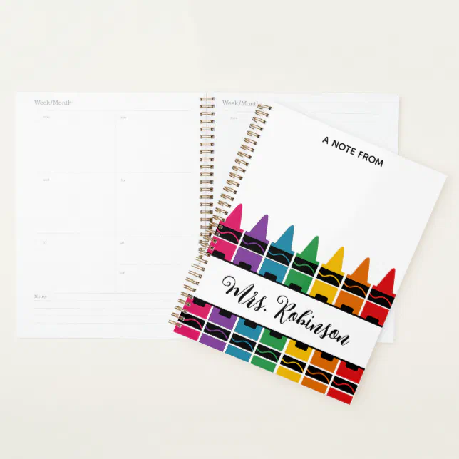 Teacher Appreciation Rainbow Crayon Planner | Zazzle