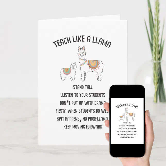 Teacher Appreciation Teach Like A Llama Card | Zazzle
