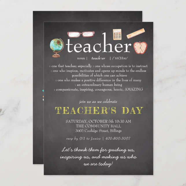 Teacher Appreciation | Teachers Day Invitation | Zazzle