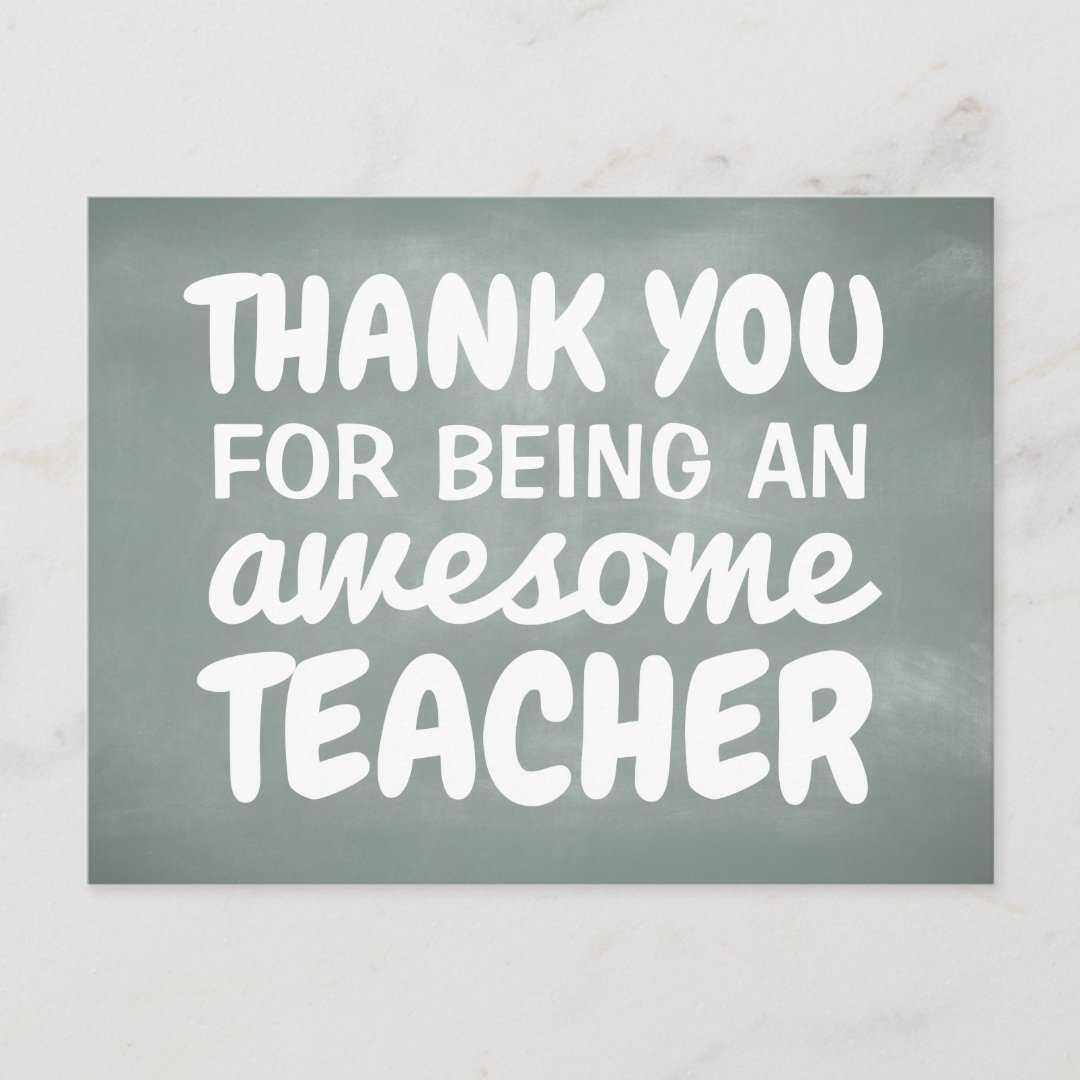 Teacher appreciation thank you chalkboard postcard | Zazzle