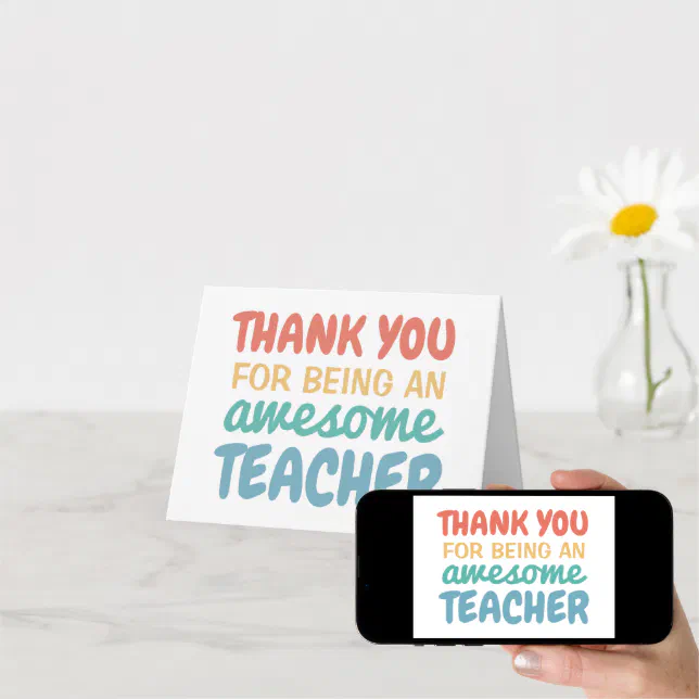 Teacher appreciation thank you pastel rainbow card | Zazzle