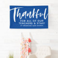 Teacher appreciation thankful script blue banner | Zazzle
