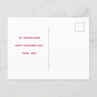 Teacher Appreciation Valentine's Day Holiday Postcard | Zazzle