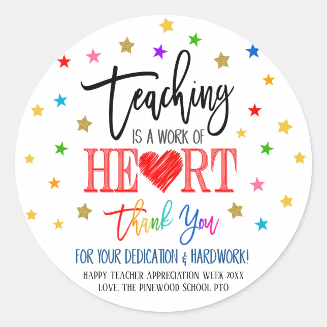 Teacher Appreciation Week Classic Round Sticker | Zazzle