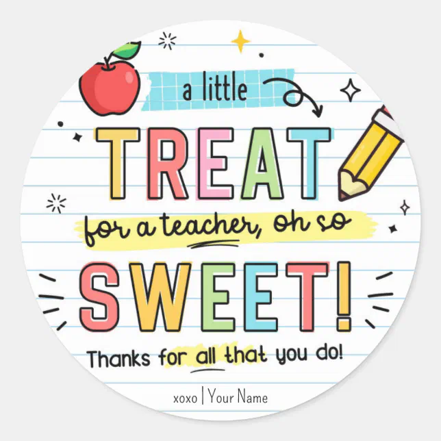 Teacher appreciation Week Cookie Tag Sticker | Zazzle