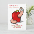 Teacher Appreciation Worm in Apple Add Name Thank You Card | Zazzle