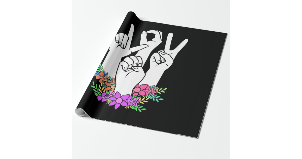 Teacher ASL Hand Sign Wrapping Paper | Zazzle