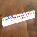 Teacher Back to School Cute Color Crayon Desk Name Plate | Zazzle