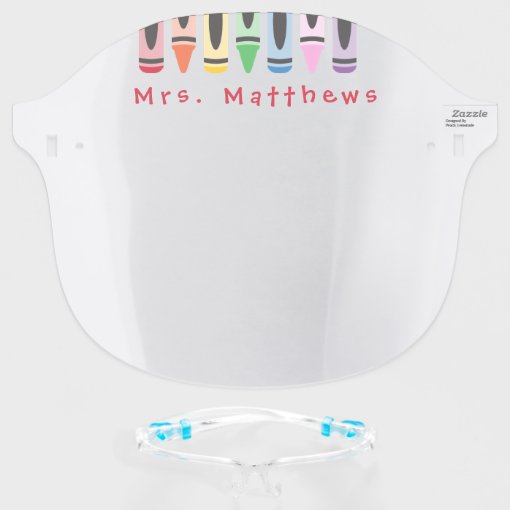 Teacher Back to School Cute Color Crayon Face Shield | Zazzle