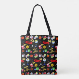 Teacher Back to School Theme Pattern Name Tote Bag | Zazzle