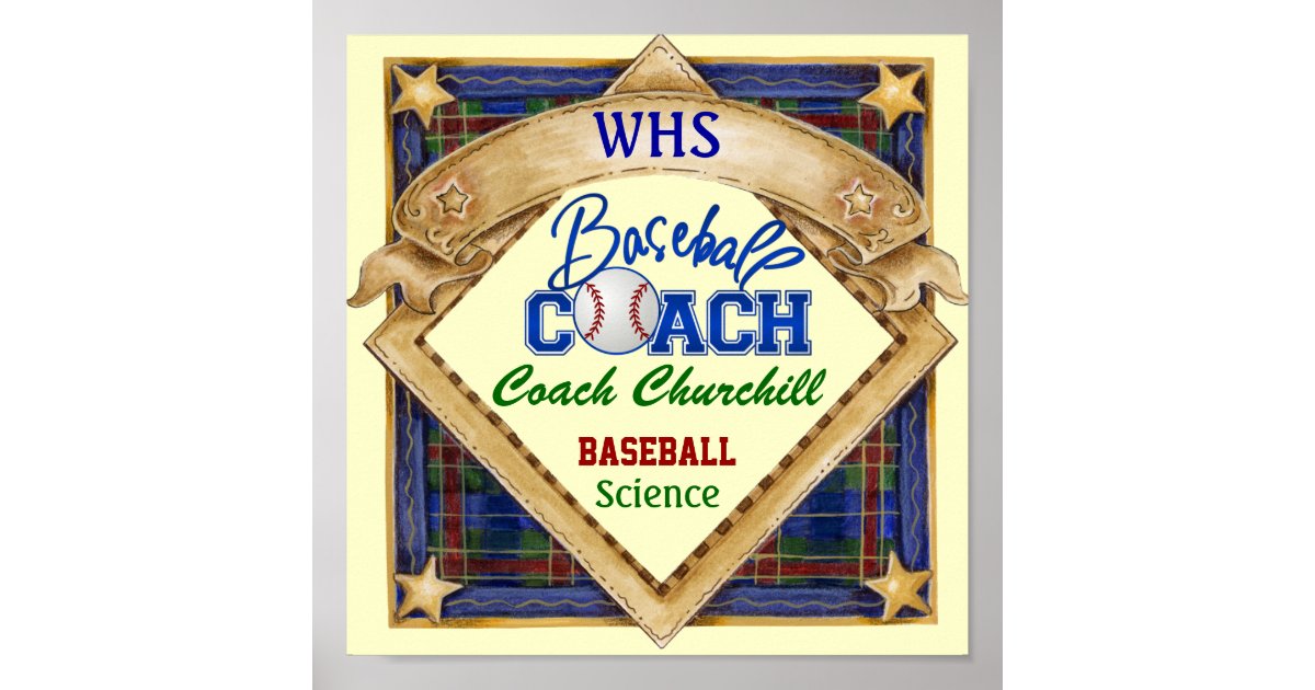 Teacher Baseball Coach Sign - Door Poster - SRF | Zazzle