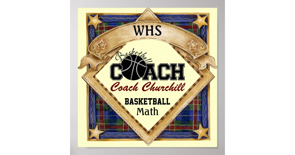 Teacher Basketball Coach Sign - Door Poster - SRF | Zazzle